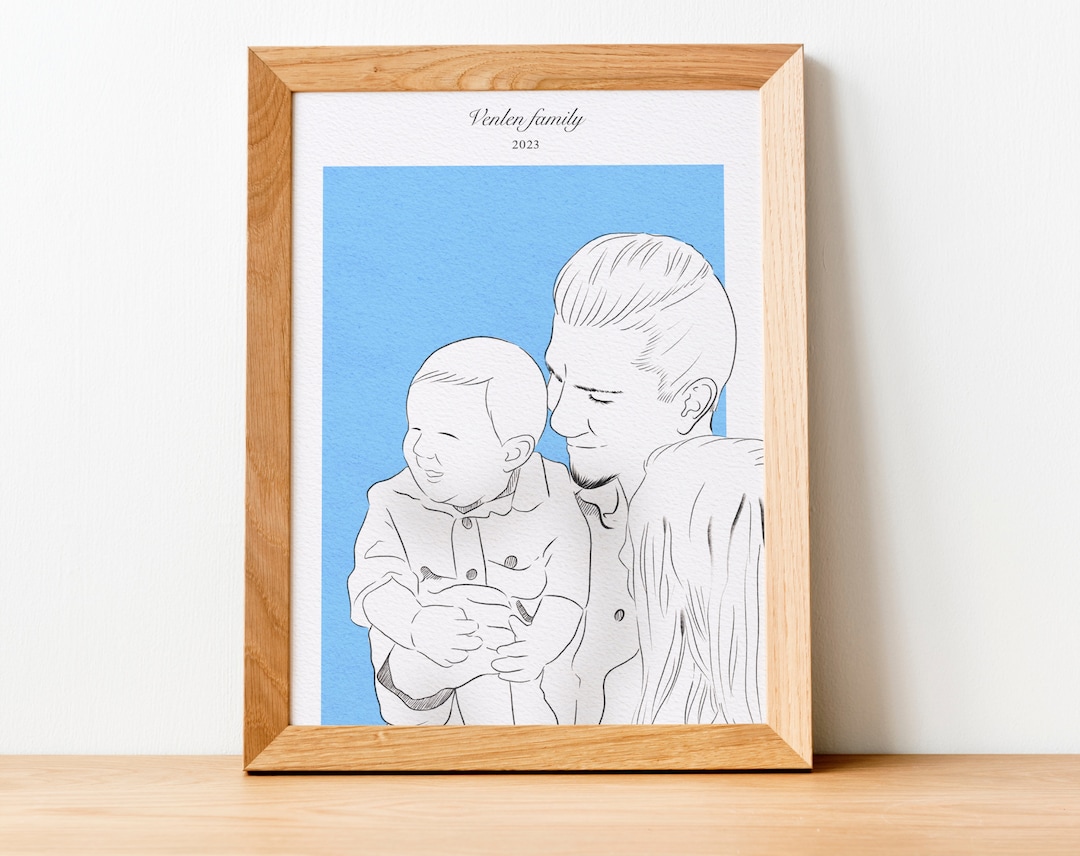 Personalized Drawing Custom Line Drawing Portrait From Photo Family ...