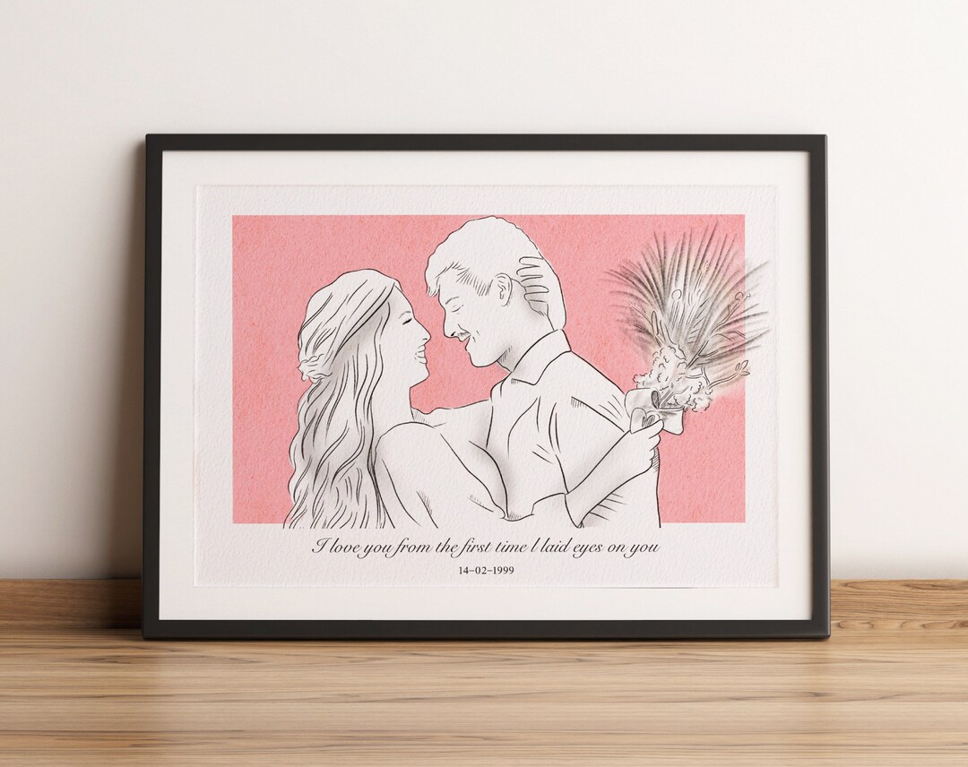 Personalized Drawing Custom Line Drawing Portrait From Photo Detailed ...