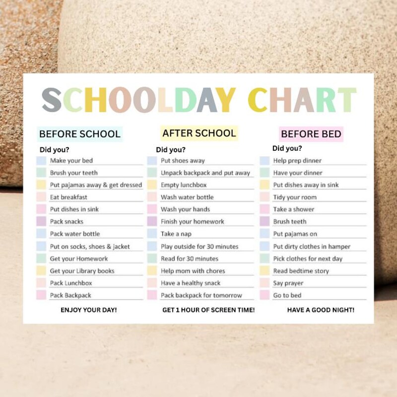 School Day Checklist - Etsy