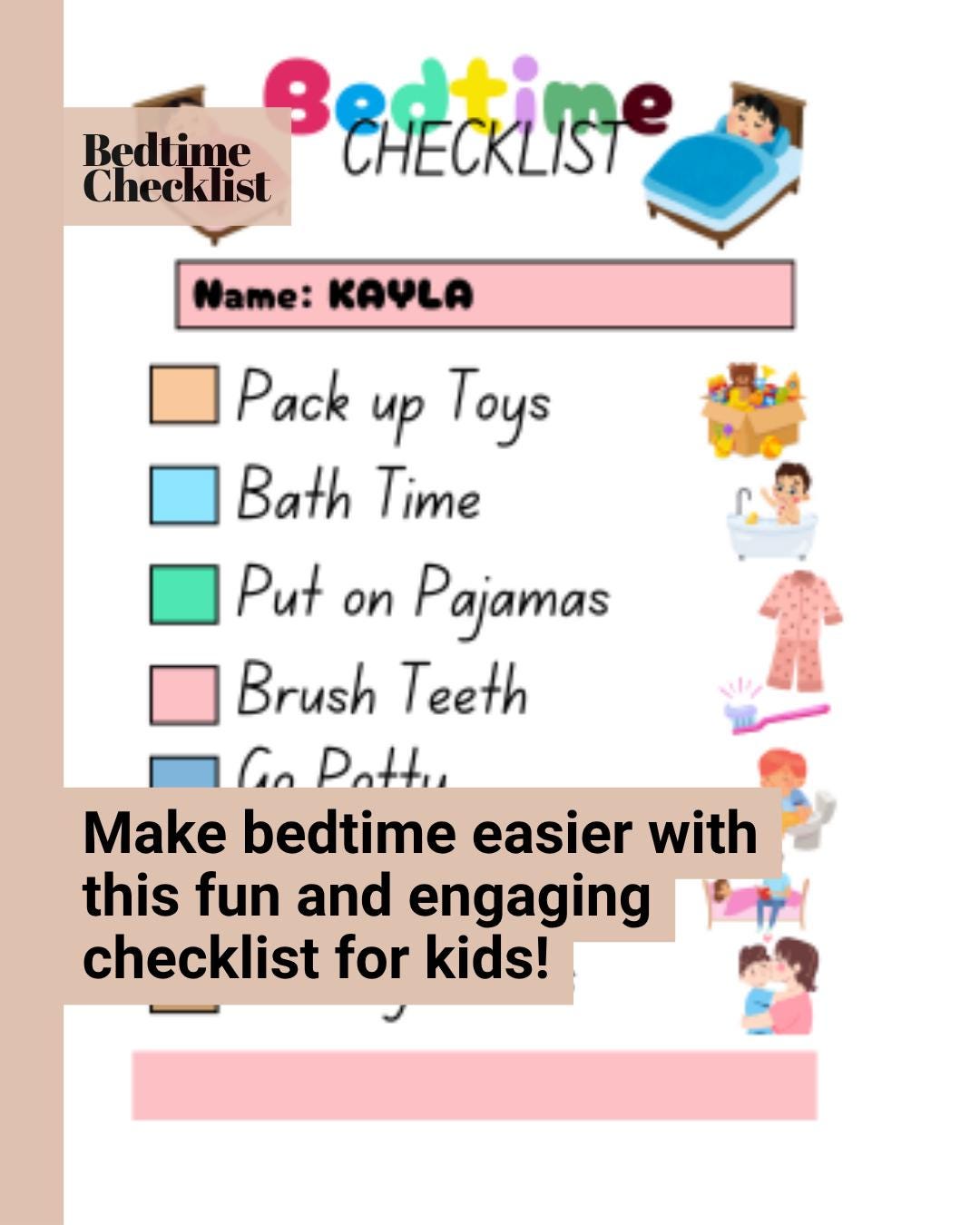 Kids Morning & Bedtime Routine Chart: Visual Checklist (printable PDF ...
