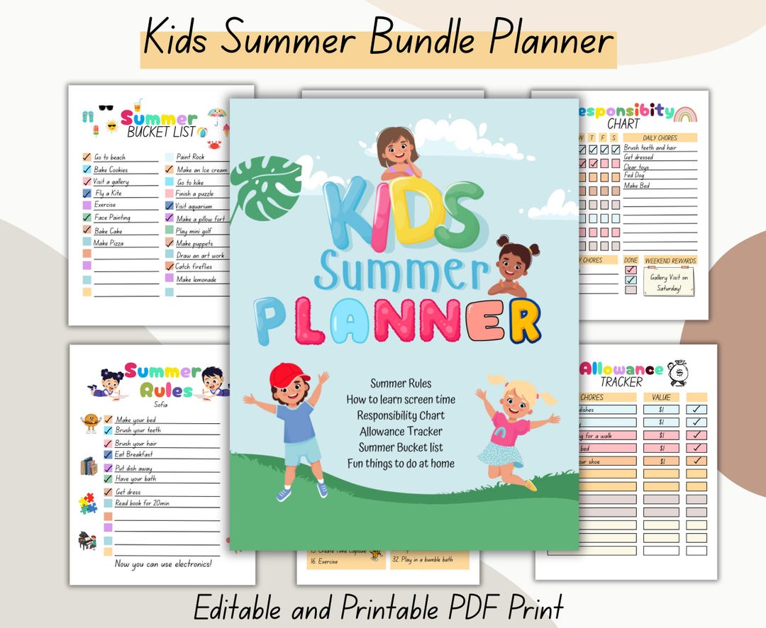 Kids Summer Planner Printable Daily Activities, Weekly Schedule and ...