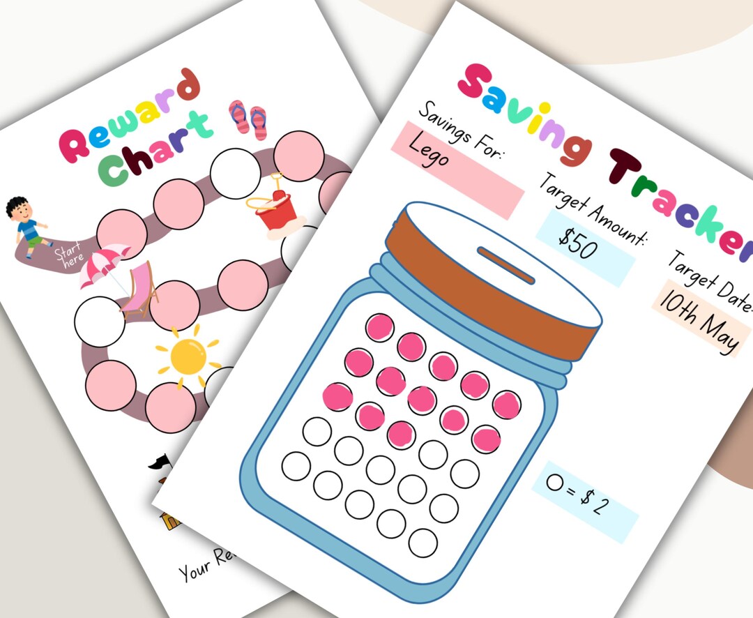 Kids Reward Chart & Savings Tracker | Printable Summer Goal Tracker ...