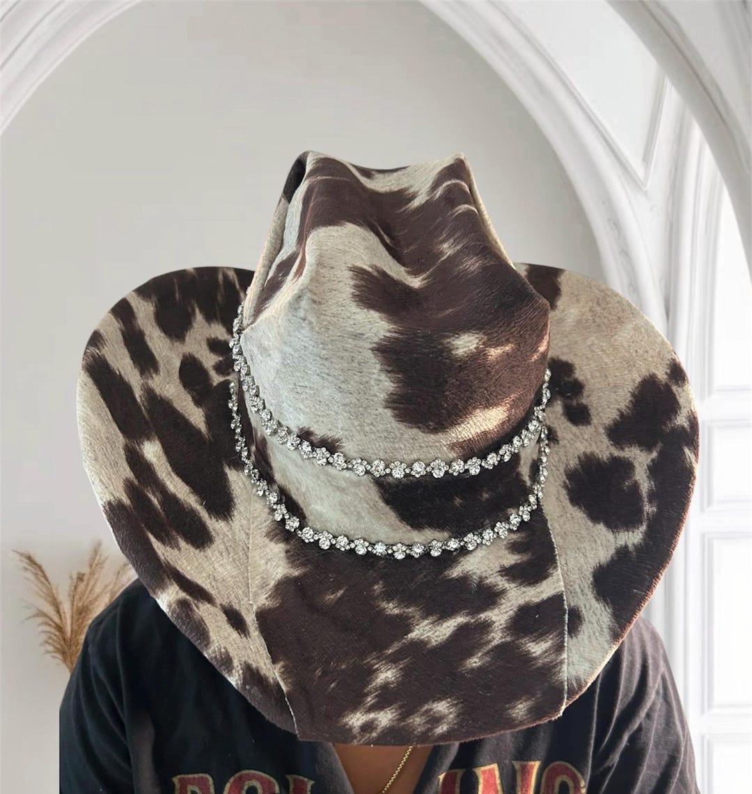 Custom Crafted Hand Made With Cowhide Cowboy Hat 23 Inch Crown. Made to ...