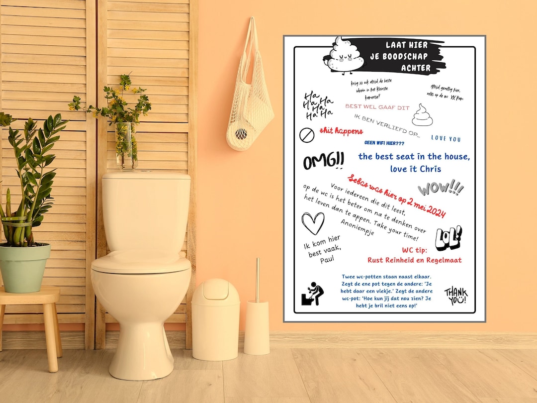 Dutch Language Toilet Poster for Handwritten Messages Guests | Funny ...