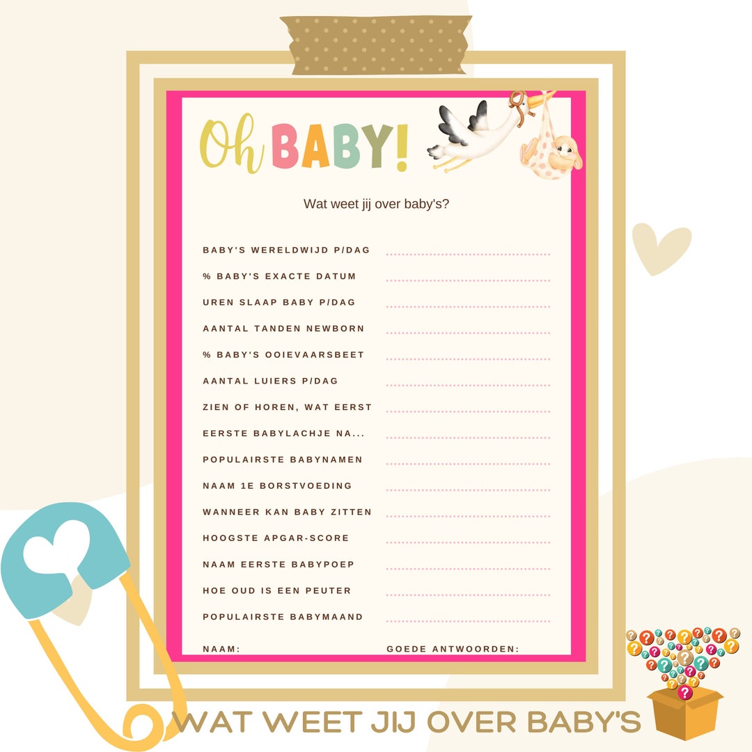 Baby Shower Baby Knowledge Game: Who Knows the Most About Babies Baby ...