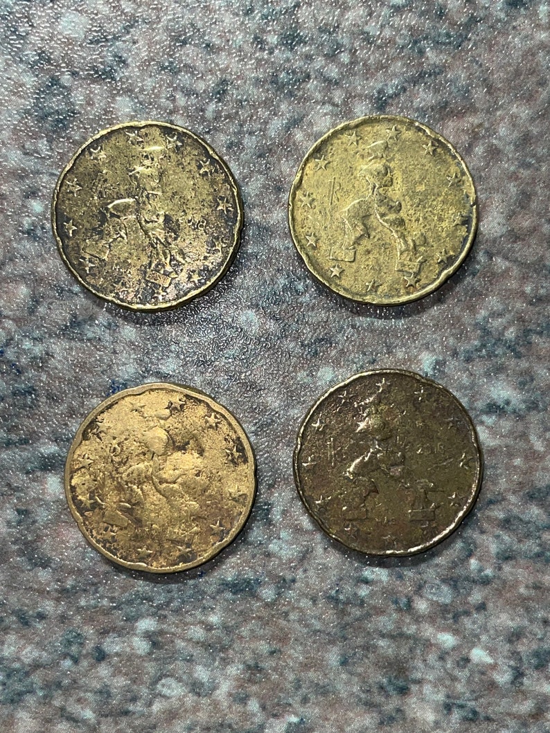 4 Rare Damaged/defect Italian 20 Cent Coins. 2018x2 2002x2 - Etsy