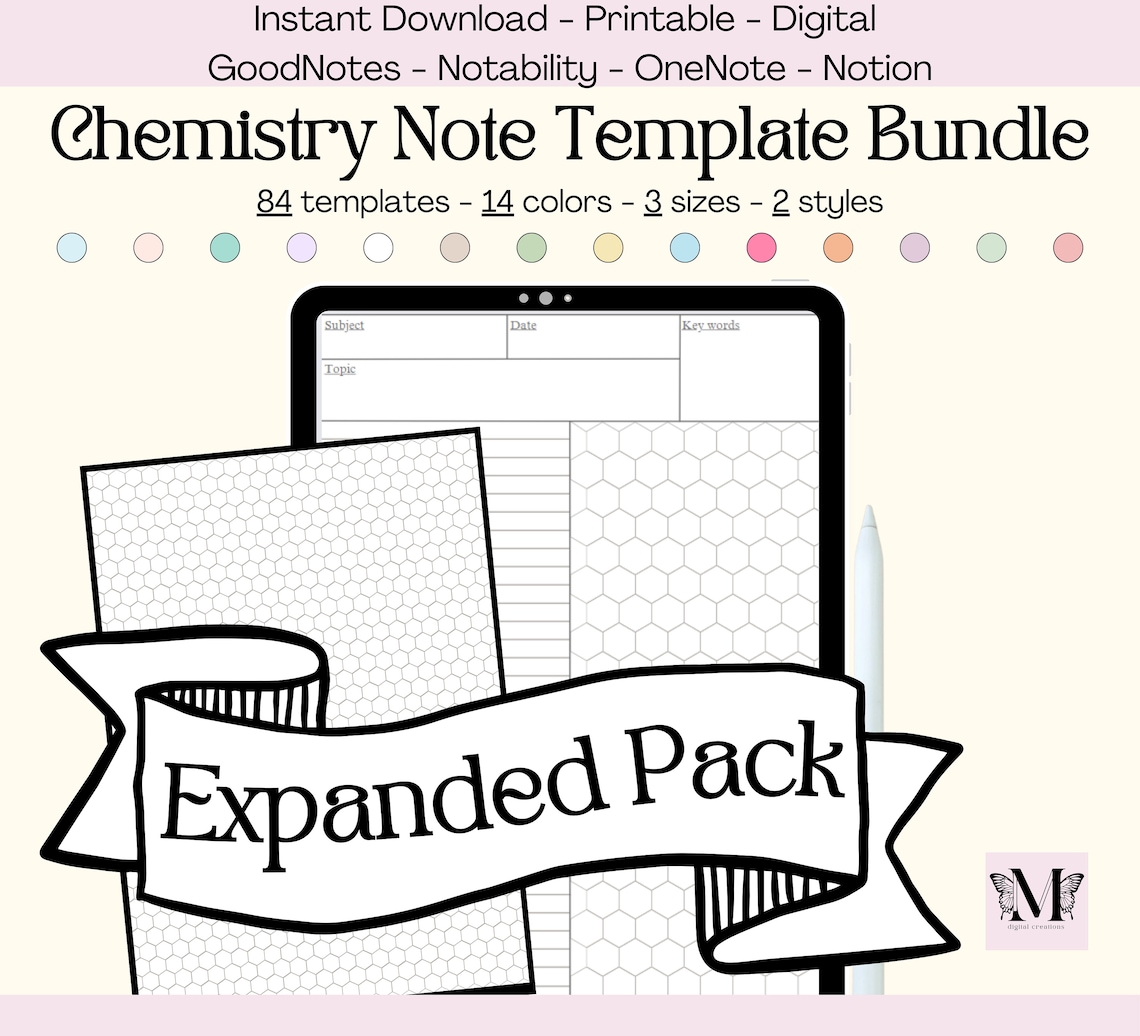 Chemistry Note Template Bundle - Hexagon Note Sheets for Goodnotes ...