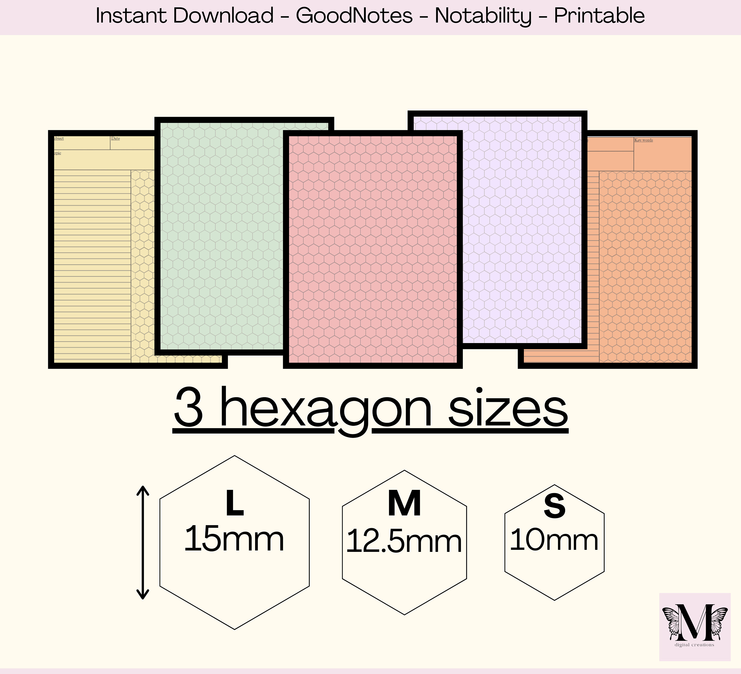 Chemistry Note Template Bundle Expanded Pack - Digital Hexagon Note ...