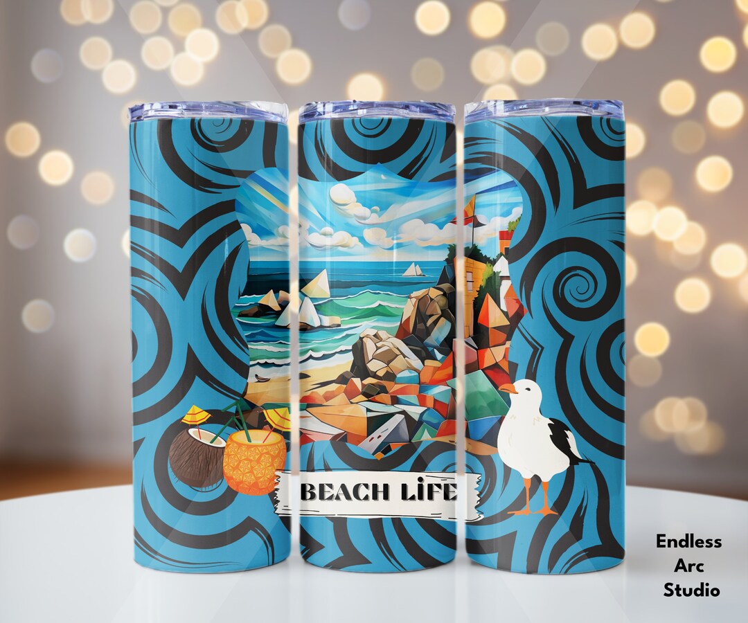 Buy Picasso Inspired Cubism Beach Life Seamless Art 20oz Skinny Online ...