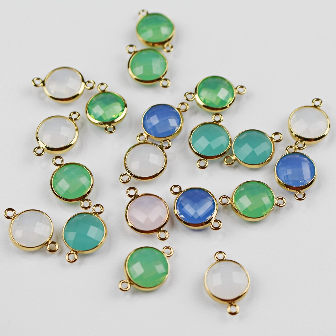 2pcs Real 18K Gold Plated Glass Connector, Glass Earring Connector ...