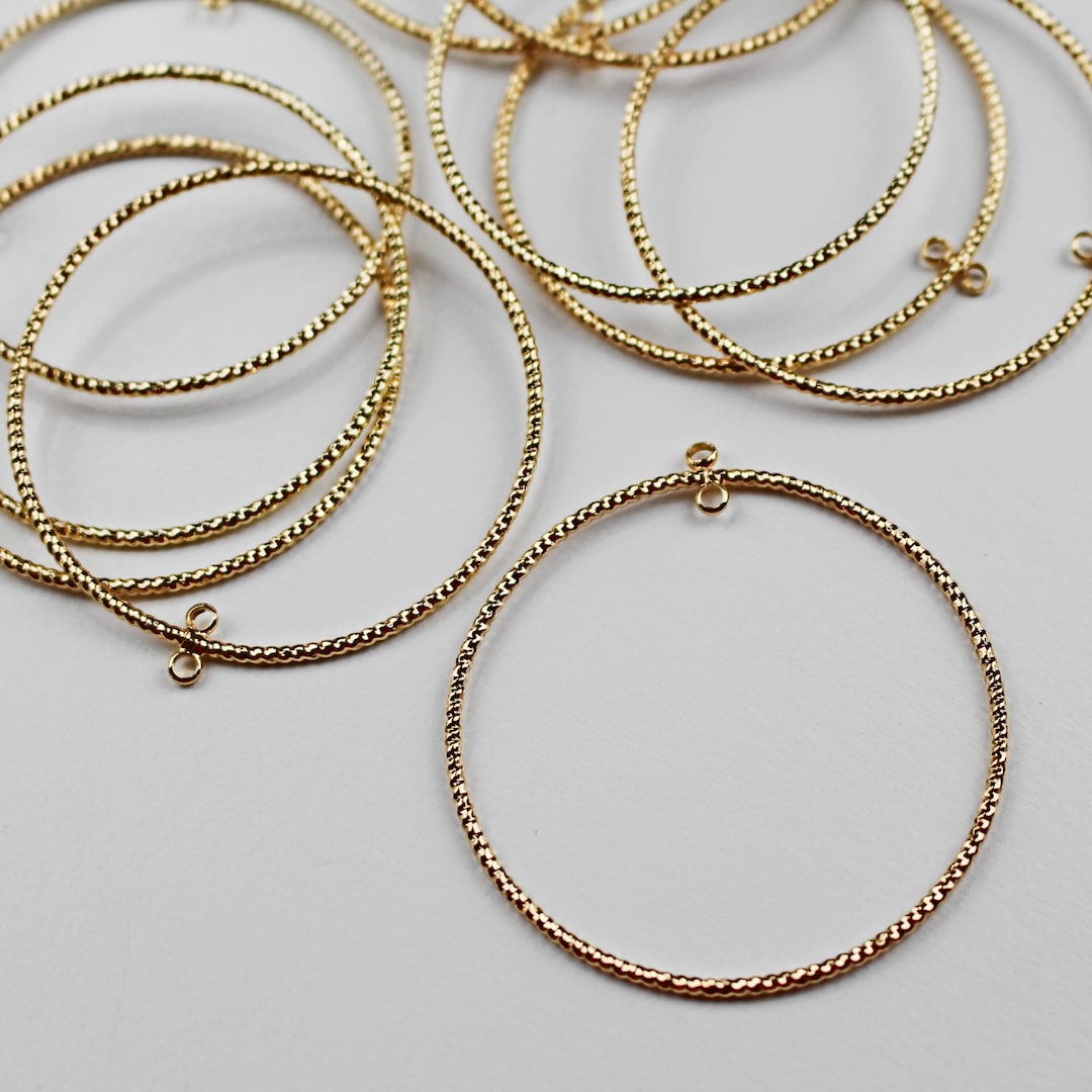 2pcs Real 18K Gold Plated Open Back Bezel Connector Charm, Double Loop Hoop, DIY UV Resin, Epoxy ...