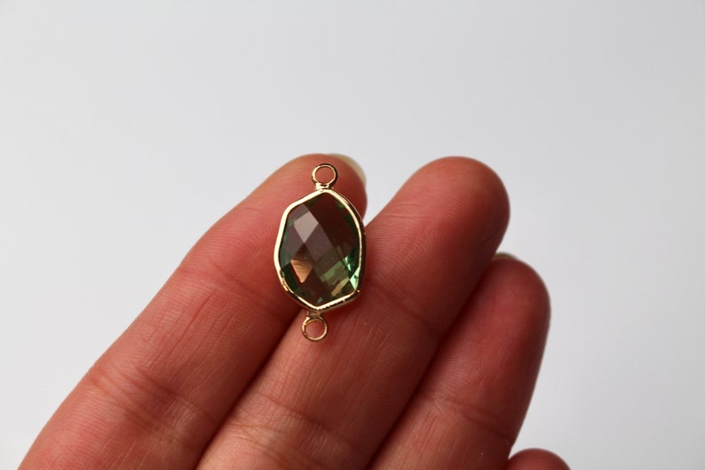 2pcs Glass Links Colorful Connectors, Oval Shaped Glass Charm, Faceted ...