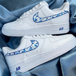 Custom Blue Flowers Nike Air Force 1 Sneakers | Hand-painted - Etsy