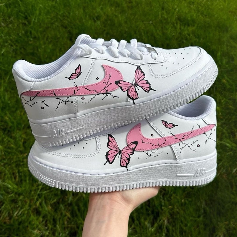 Pink Butterflies Custom Nike Air Force 1 Personalized Sneakers Custom ...