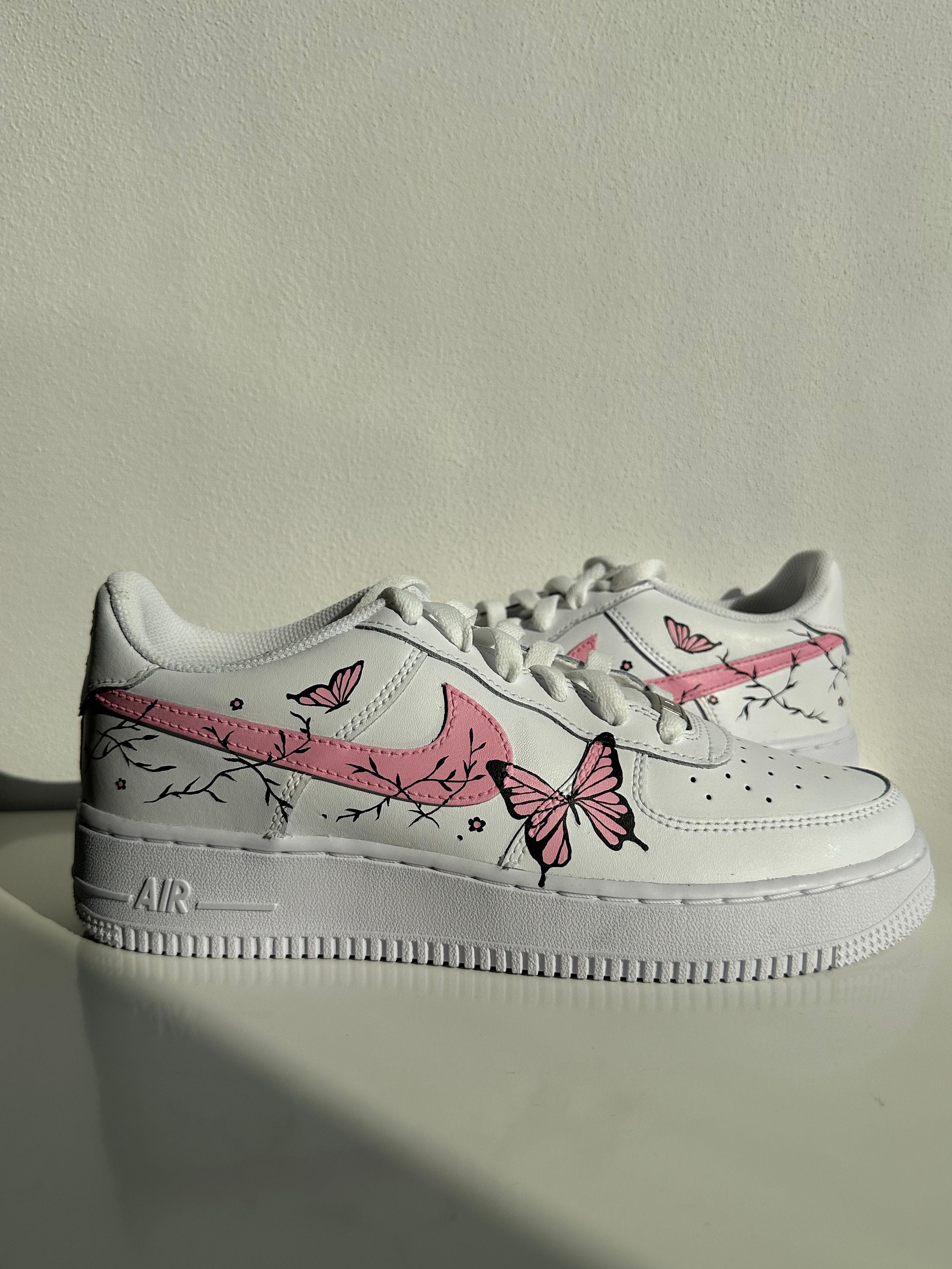Pink Butterflies Custom Nike Air Force 1 | Personalized Sneakers ...
