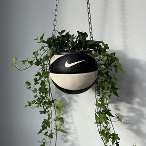 Black and White Mini Basketball Planter on Chain Hanging Basketball ...