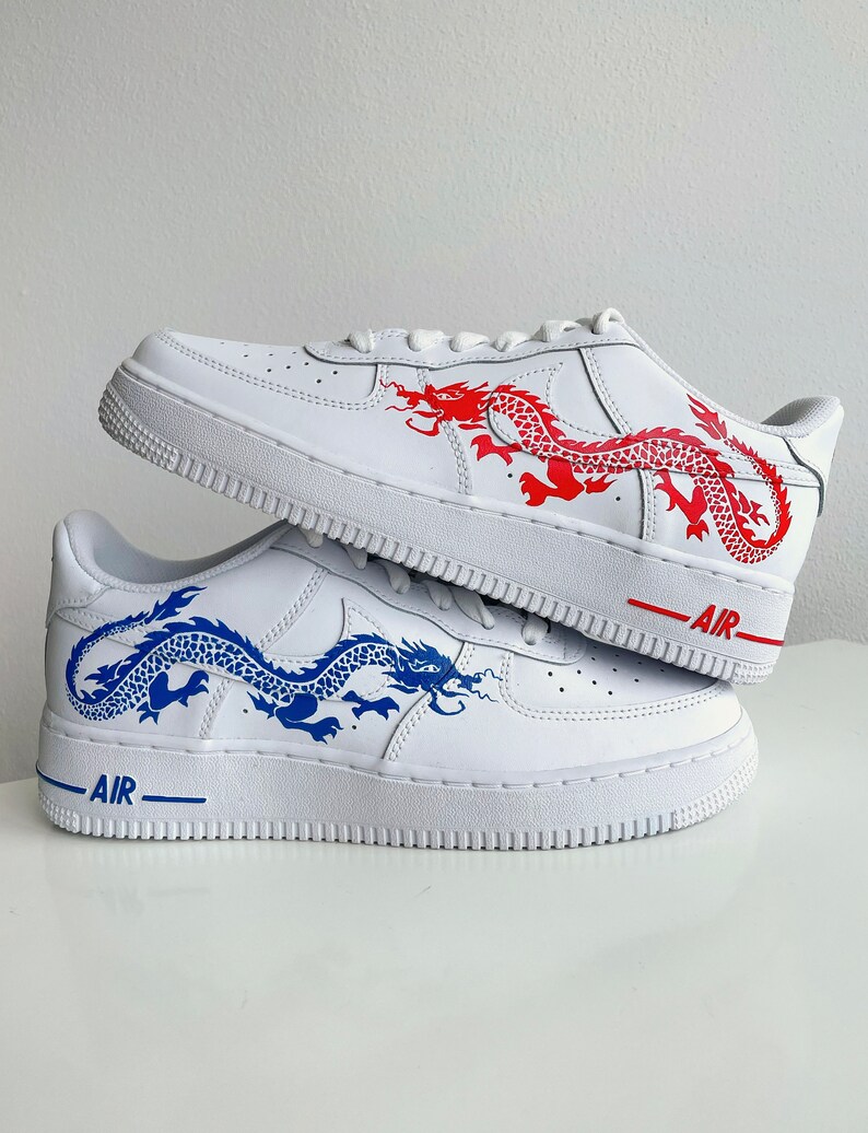 Blue & Red Dragons Custom Nike Air Force 1 | Personalized Sneakers ...