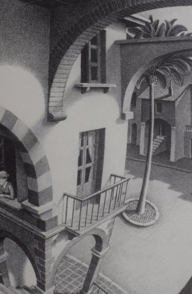 Fine Lithografic Artwork up and Down by MC Escher - Etsy