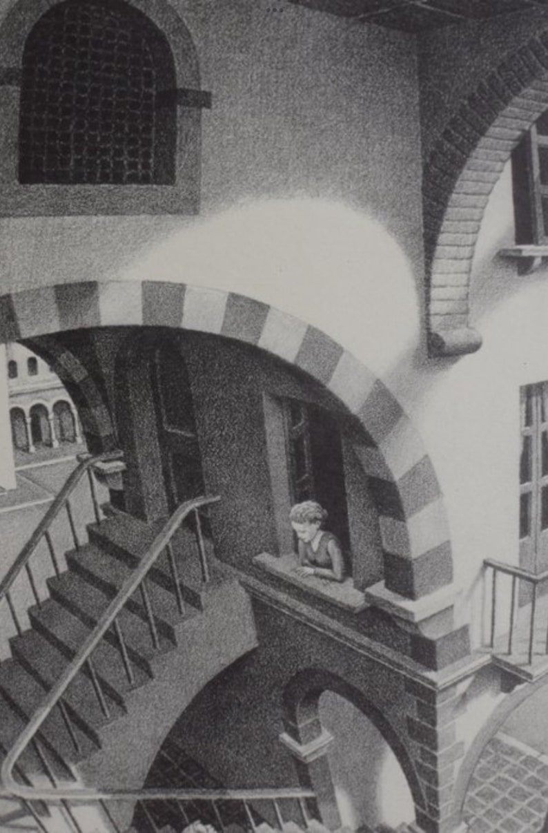 Fine Lithografic Artwork up and Down by MC Escher - Etsy