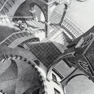 Fine Lithografic Artwork up and Down by MC Escher - Etsy