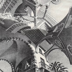 Fine Lithografic Artwork up and Down by MC Escher - Etsy