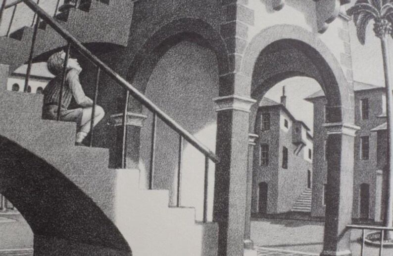 Fine Lithografic Artwork up and Down by MC Escher - Etsy