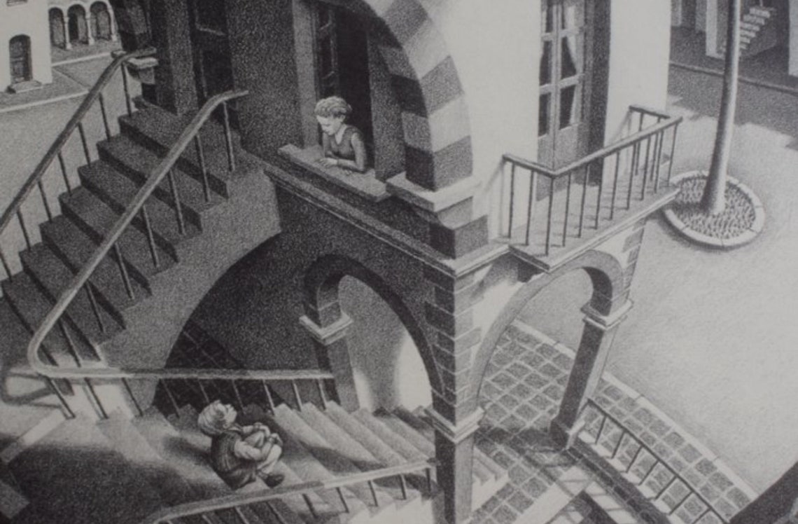 Fine Lithografic Artwork up and Down by MC Escher - Etsy