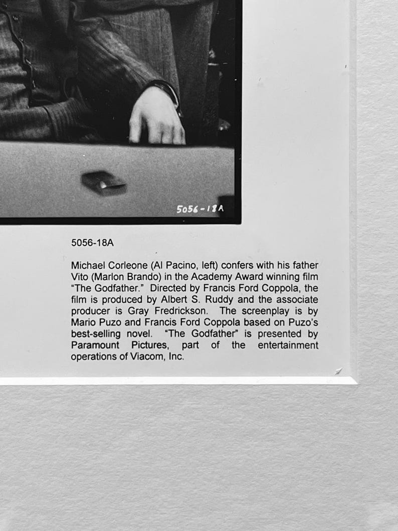 Movie Still From the Film the Godfather. Starring Marlon Brando, Al ...