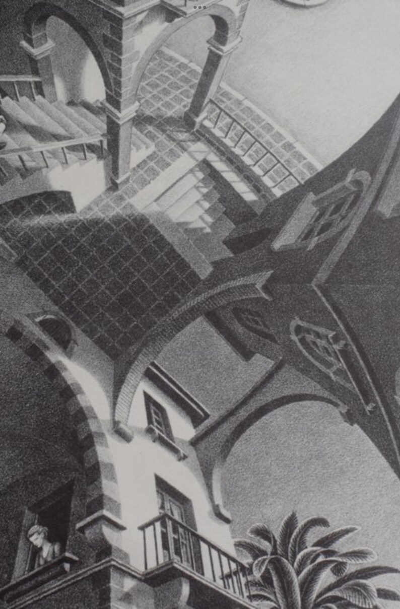Fine Lithografic Artwork up and Down by MC Escher - Etsy