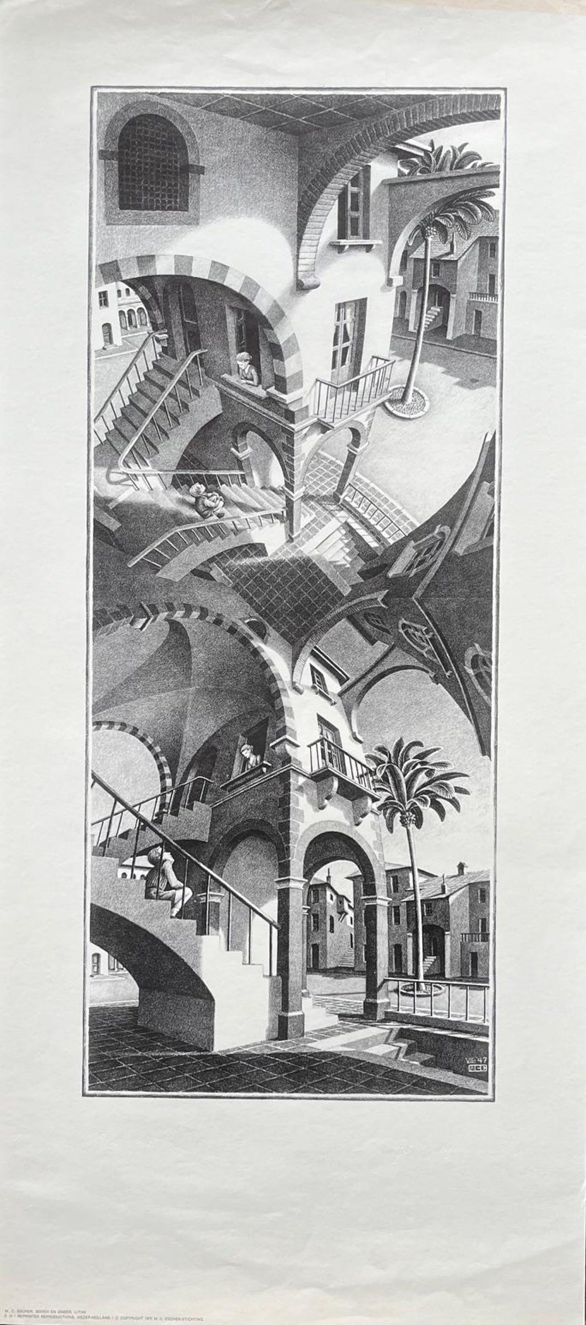 Fine Lithografic Artwork up and Down by MC Escher - Etsy