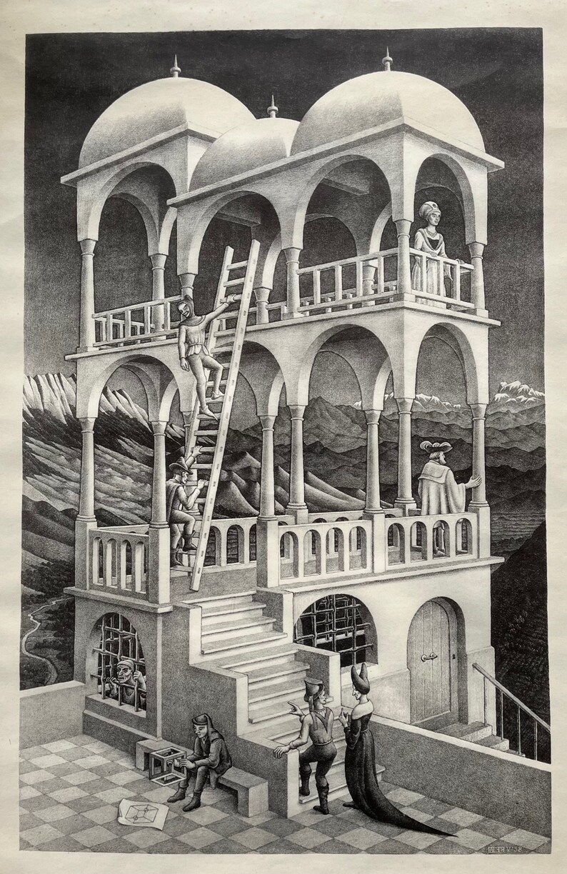 Fine Lithografic Artwork Belverdere by MC Escher - Etsy