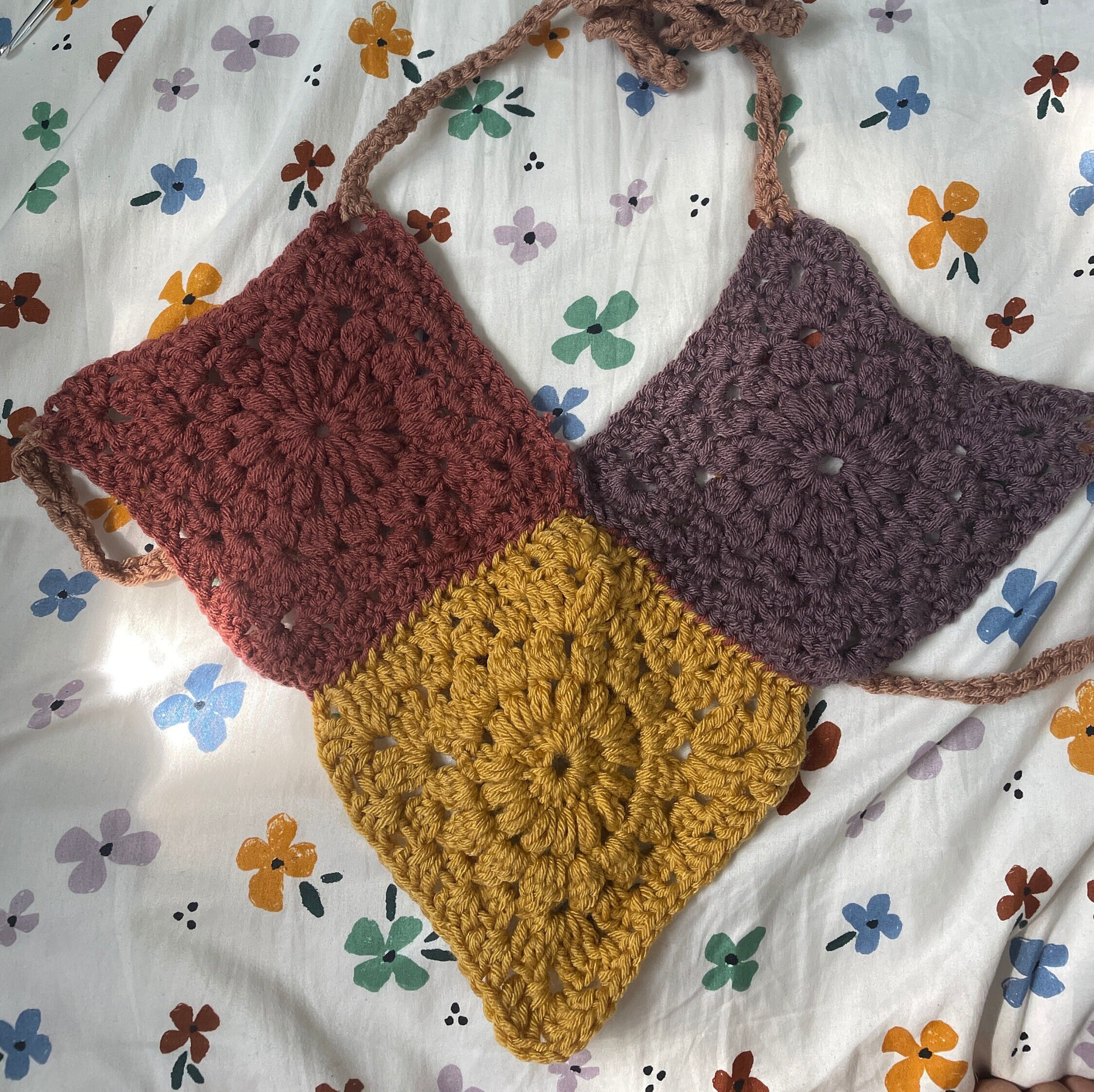 Three Granny Square Puff Top - Etsy