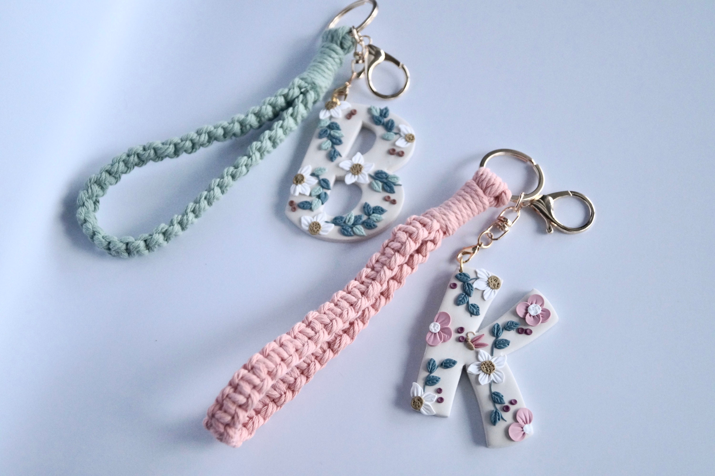 Personalized Clay Keychain, Custom Made, Floral Clay Designs, Custom ...