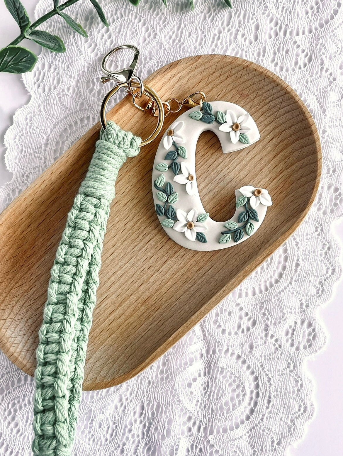 Personalized Clay Keychain, Custom Made, Floral Clay Designs, Custom ...