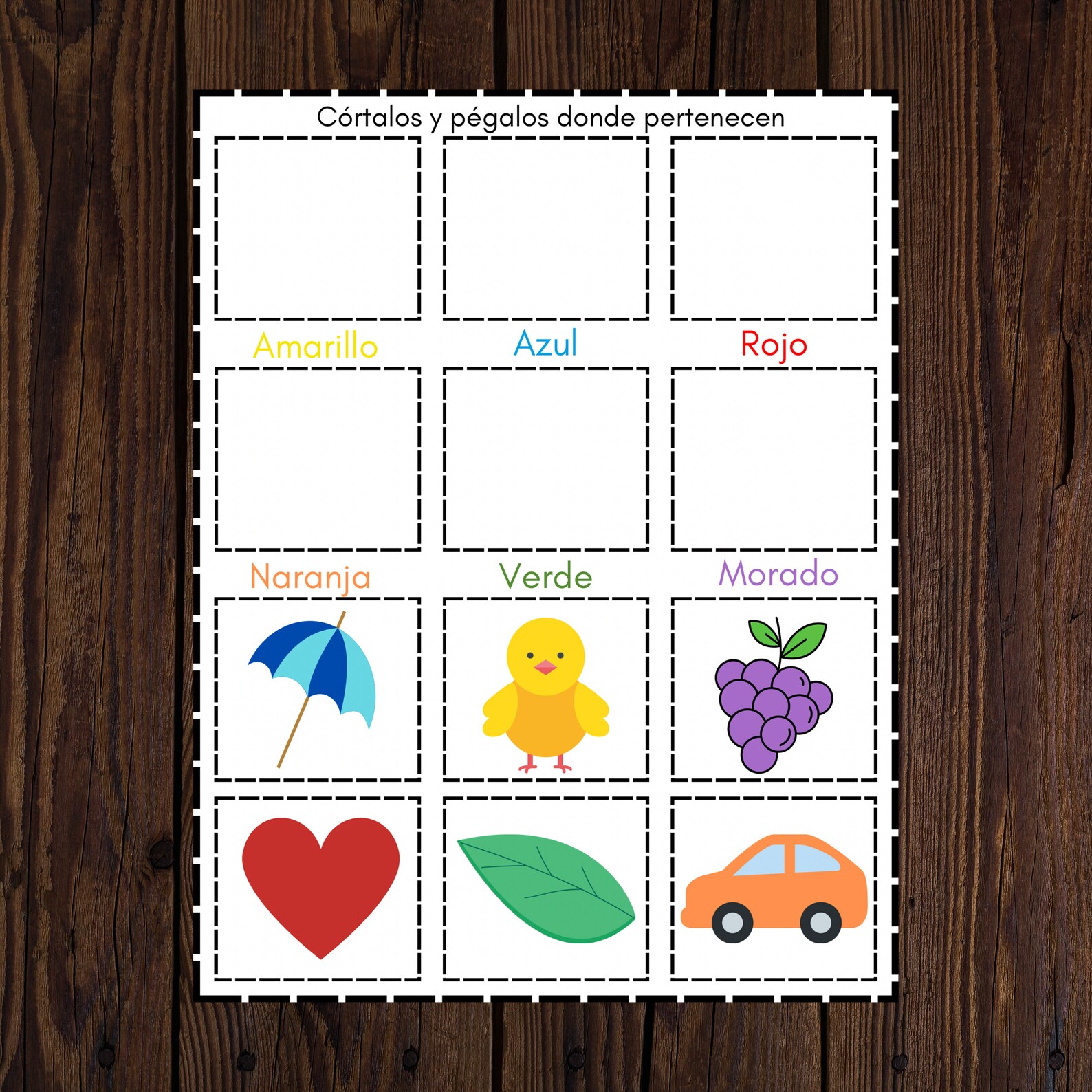Printable Toddler Worksheets in Spanish-color Cards Free- Learn Colors ...