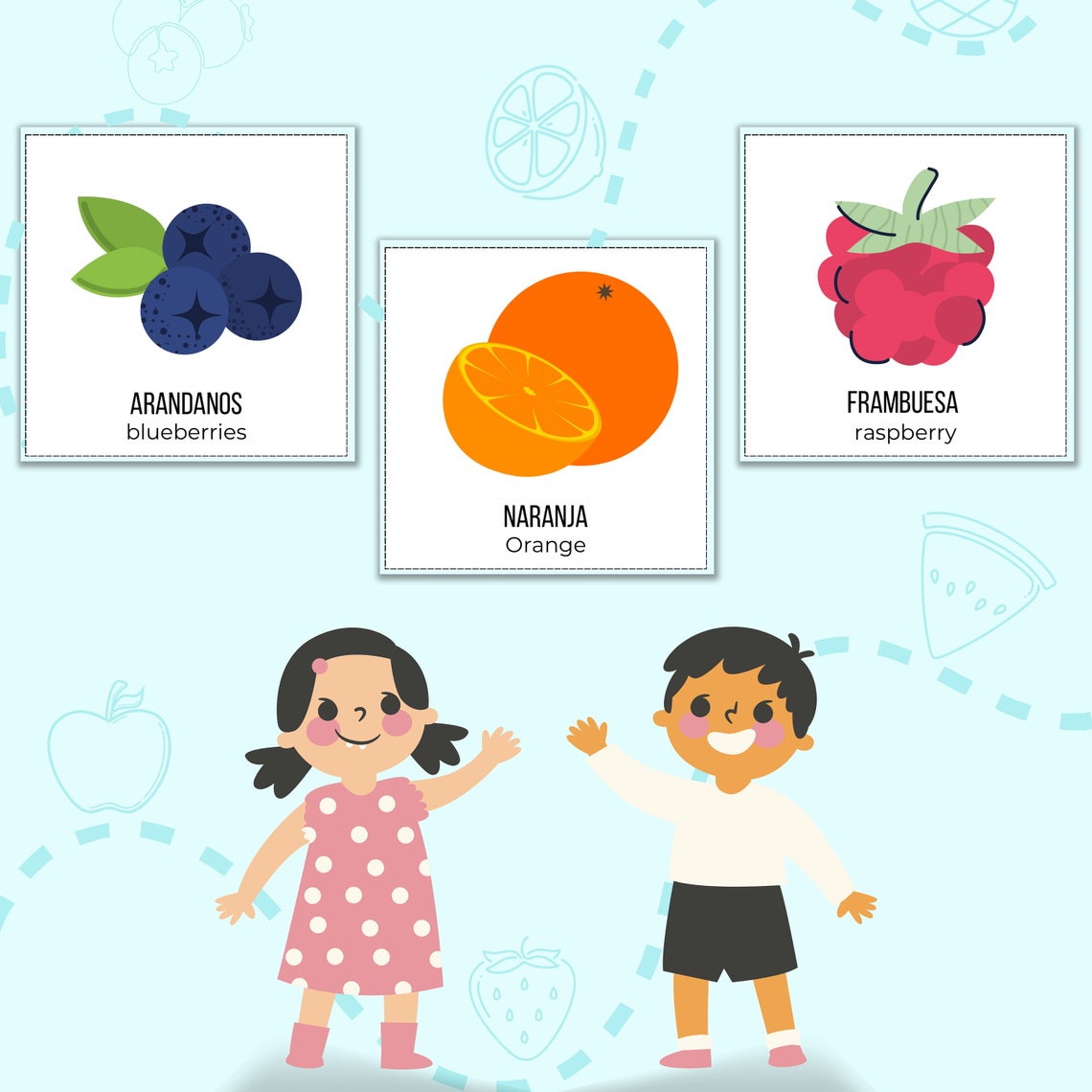 Fruit Matching Game - Spanish/english - Etsy