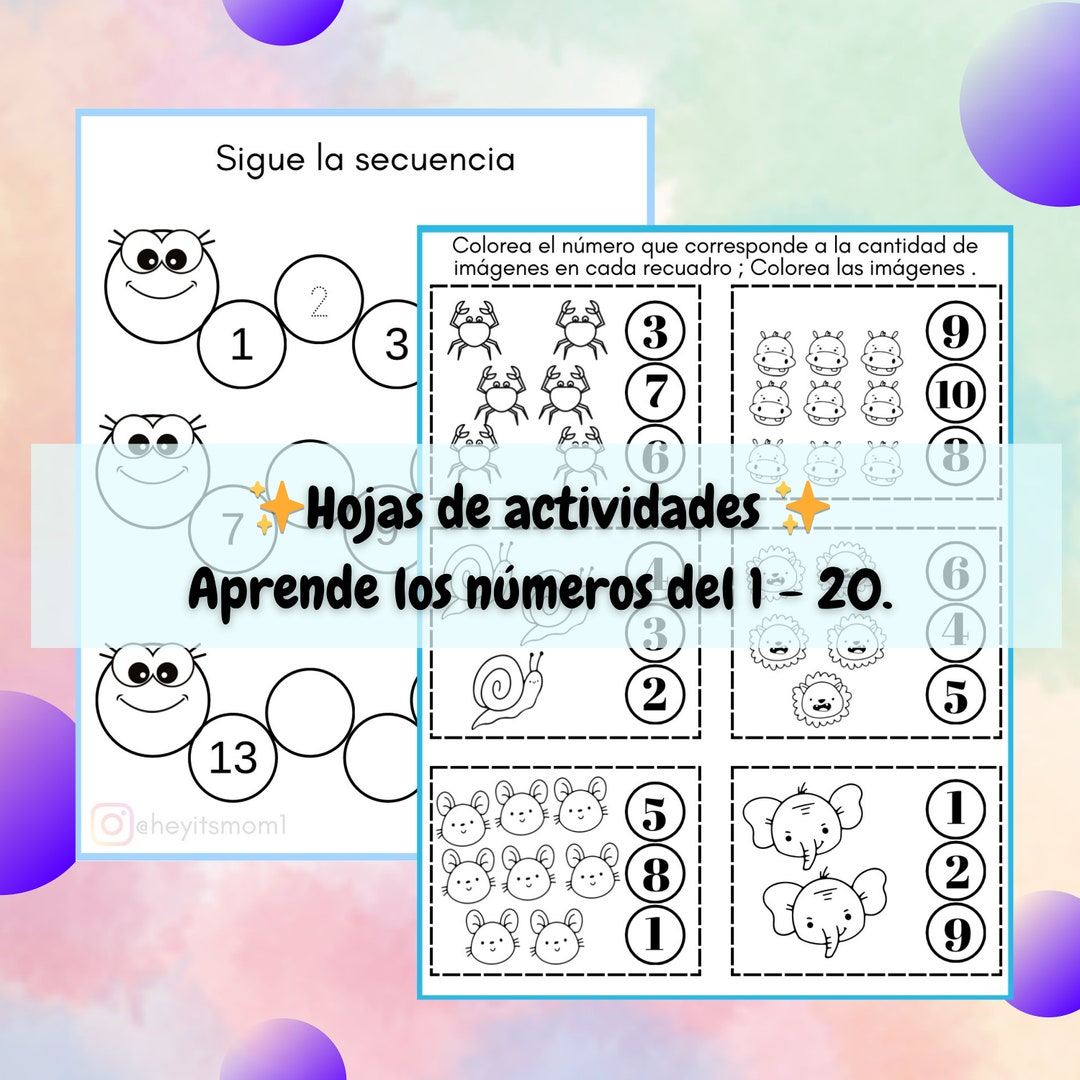 Activity Sheets-worksheets-learn the Numbers-spanish-preschool Activity ...