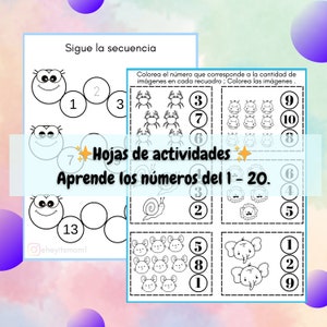 Activity Sheets-worksheets-learn the Numbers-spanish-preschool Activity ...