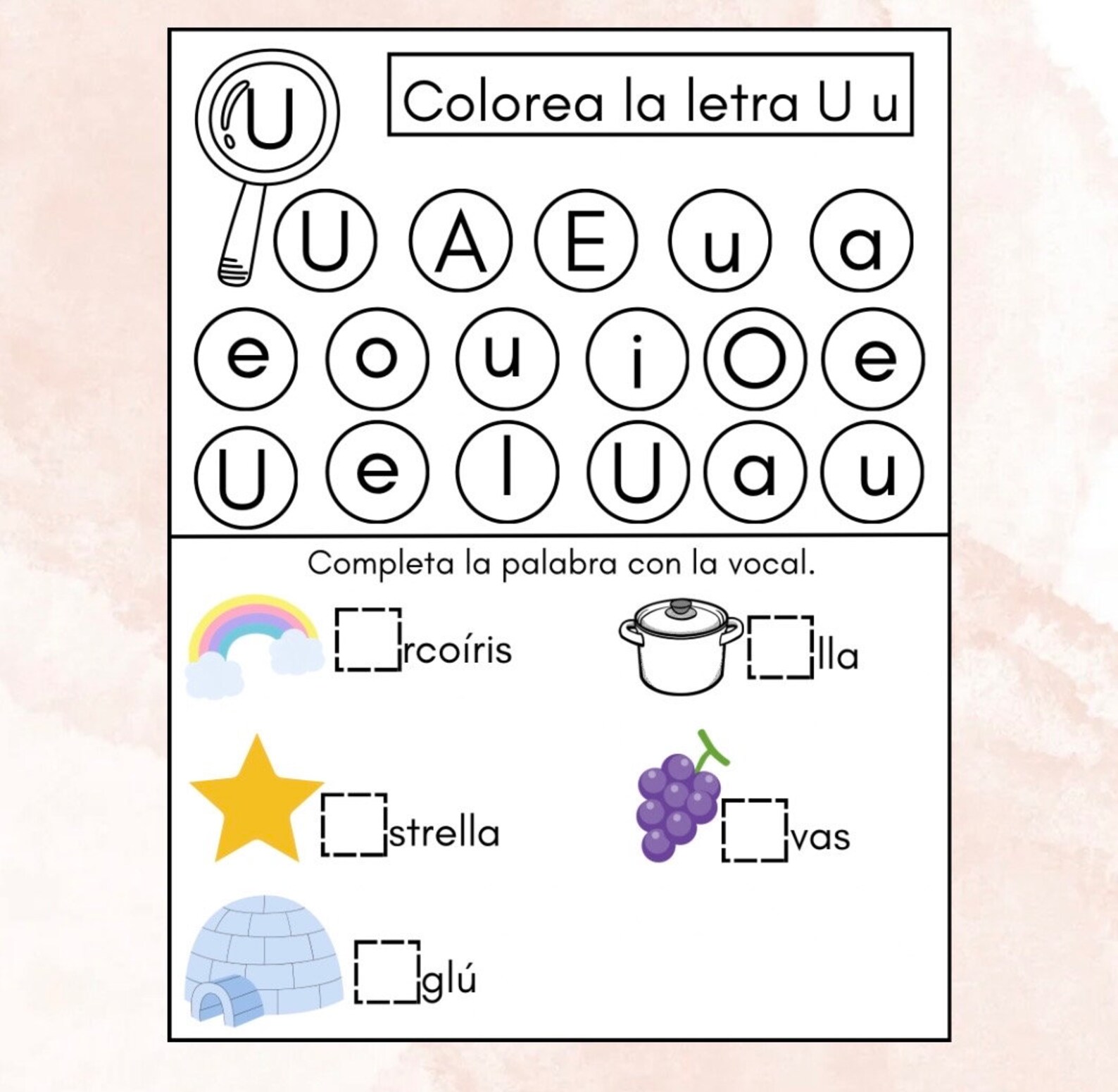 Vowels Worksheets in Spanish-free Flashcards-hojas De Las Vowels ...