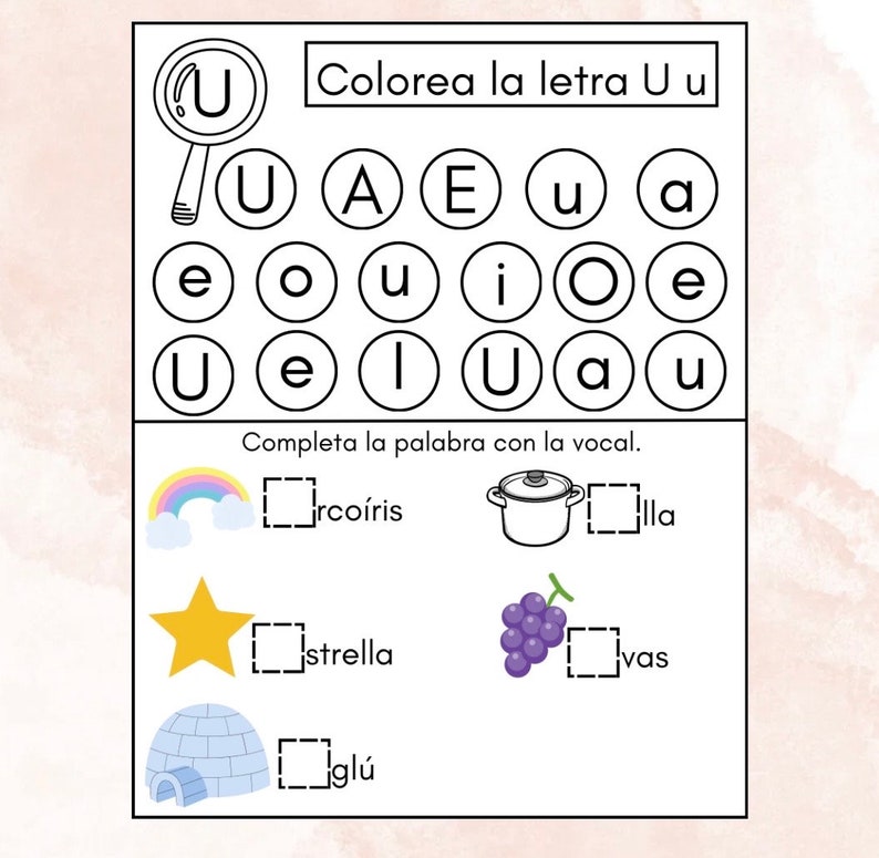 Vowels Worksheets in Spanish-free Flashcards-hojas De Las Vowels ...