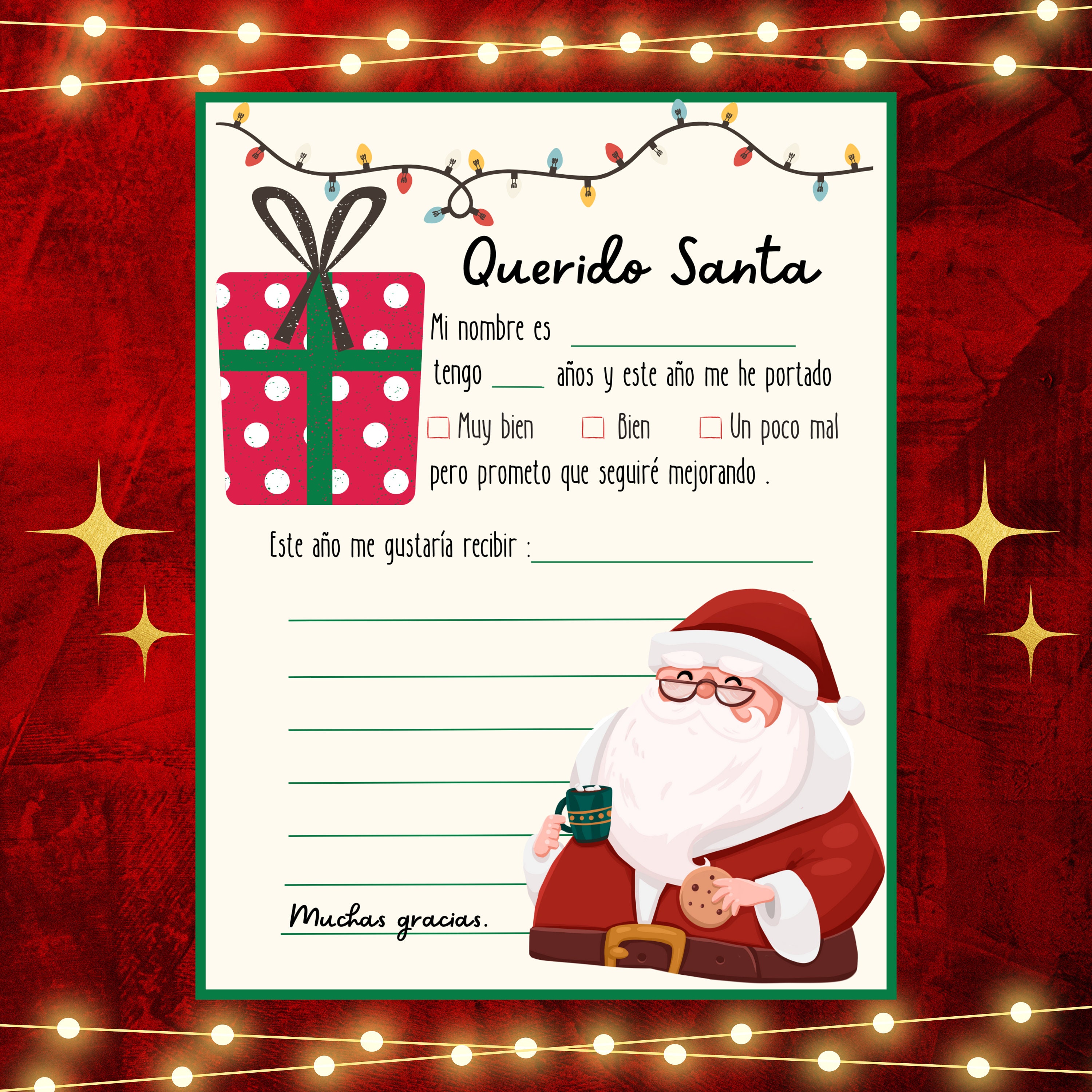 Letter to Santa-printable Letter for Santa-digital Letter for Santa ...