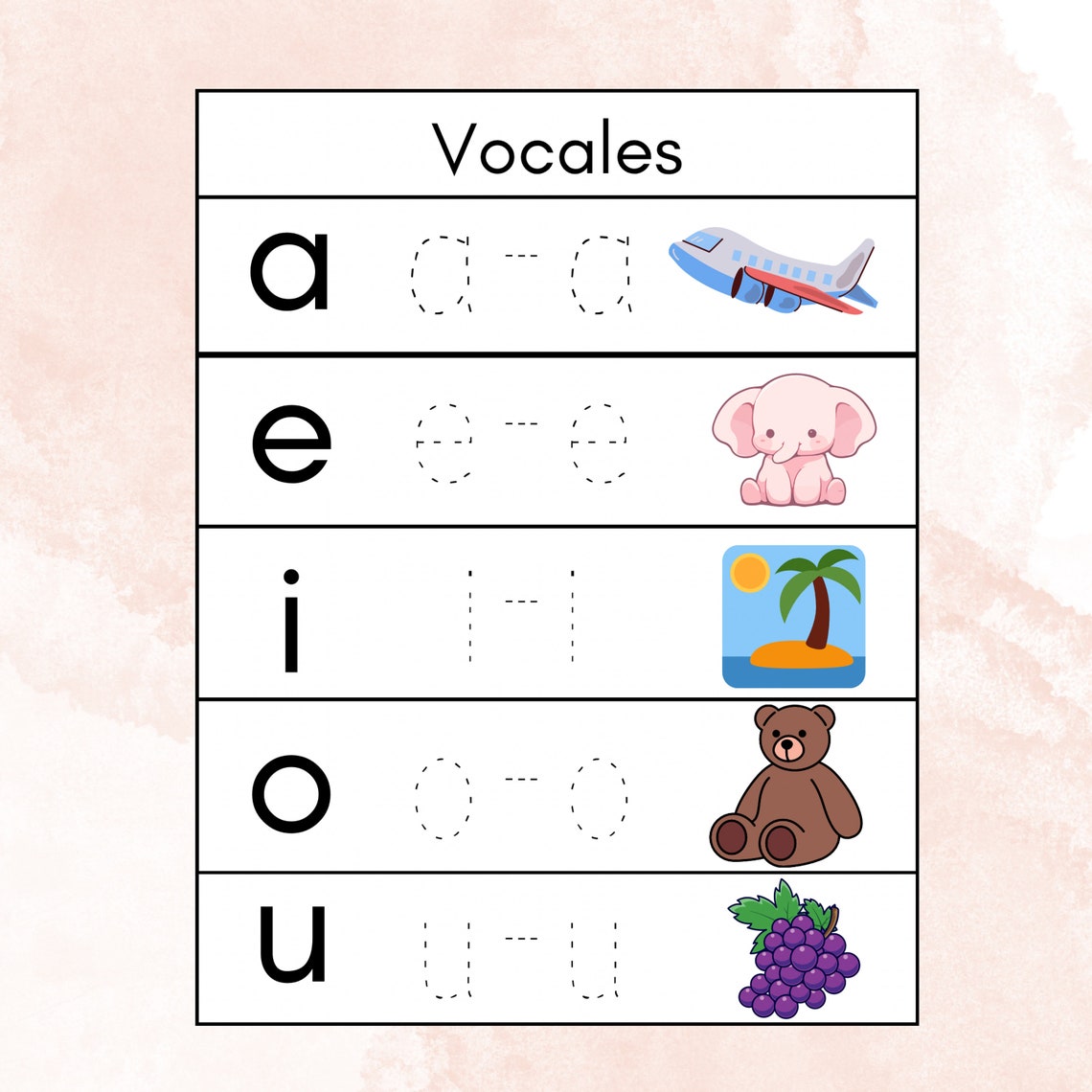 Vowels Worksheets in Spanish-free Flashcards-hojas De Las Vowels ...