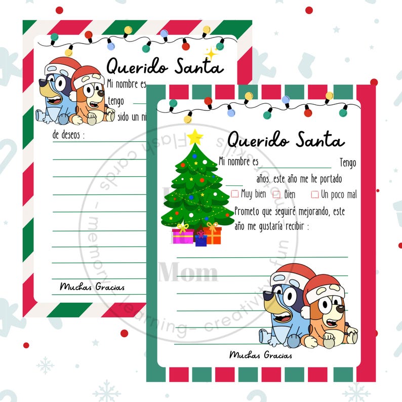 Carta a Santa de bluey carta a santa en español Lista de deseos para ...