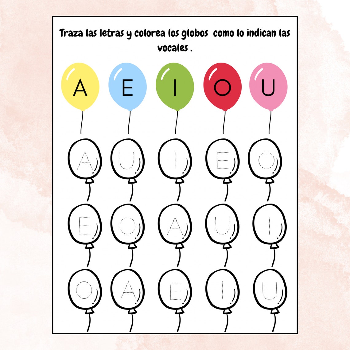 Vowels Worksheets in Spanish-free Flashcards-hojas De Las Vowels ...