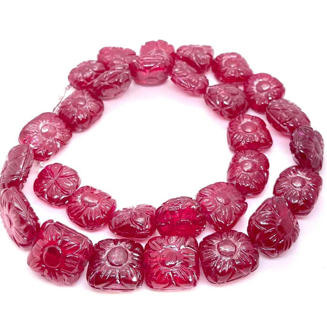 Extremely Rare Ruby Corundum Beads Handmade Carved Beads Necklace Ruby ...