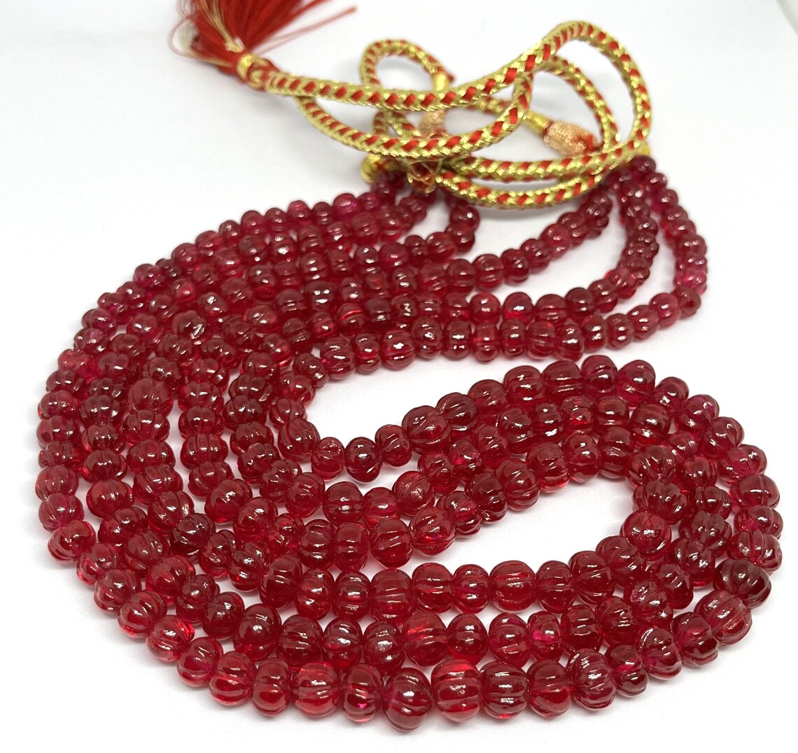 Rare Ruby Corundum Melon Beads Ruby Hand Carved Beads Ruby Pumpkin ...