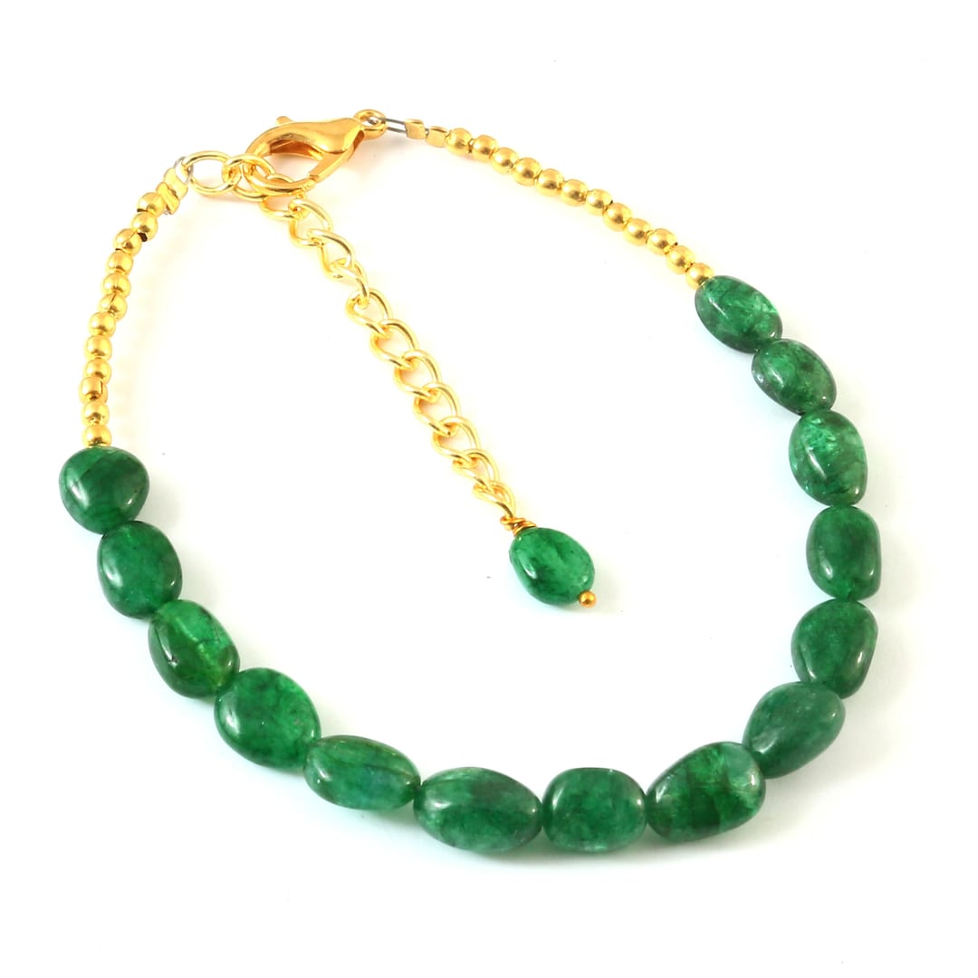 Rarest Emerald Smooth Nugget Beads Bracelet Green Beryl Emerald Nugget ...
