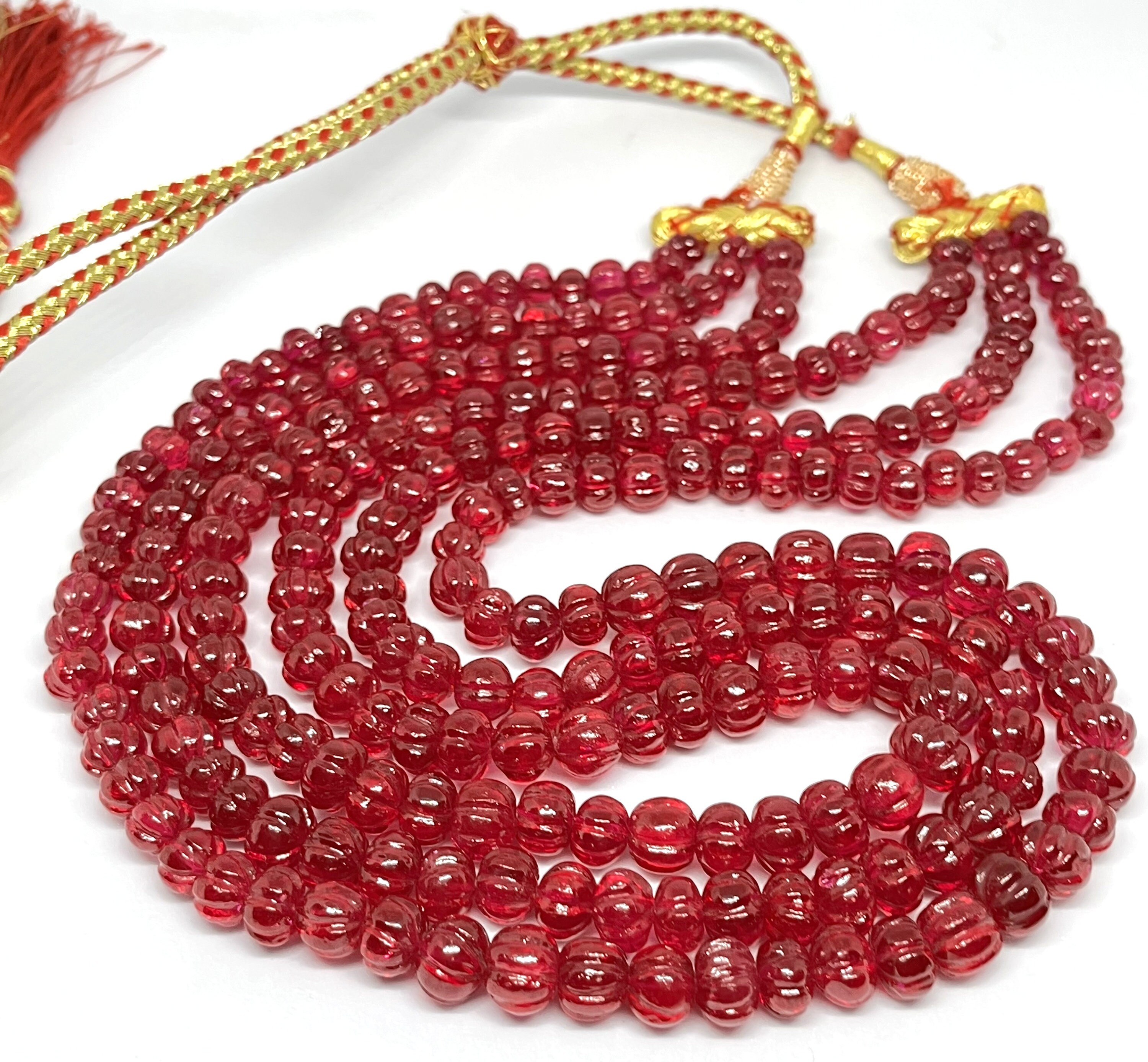 Rare Ruby Corundum Melon Beads Ruby Hand Carved Beads Ruby Pumpkin ...