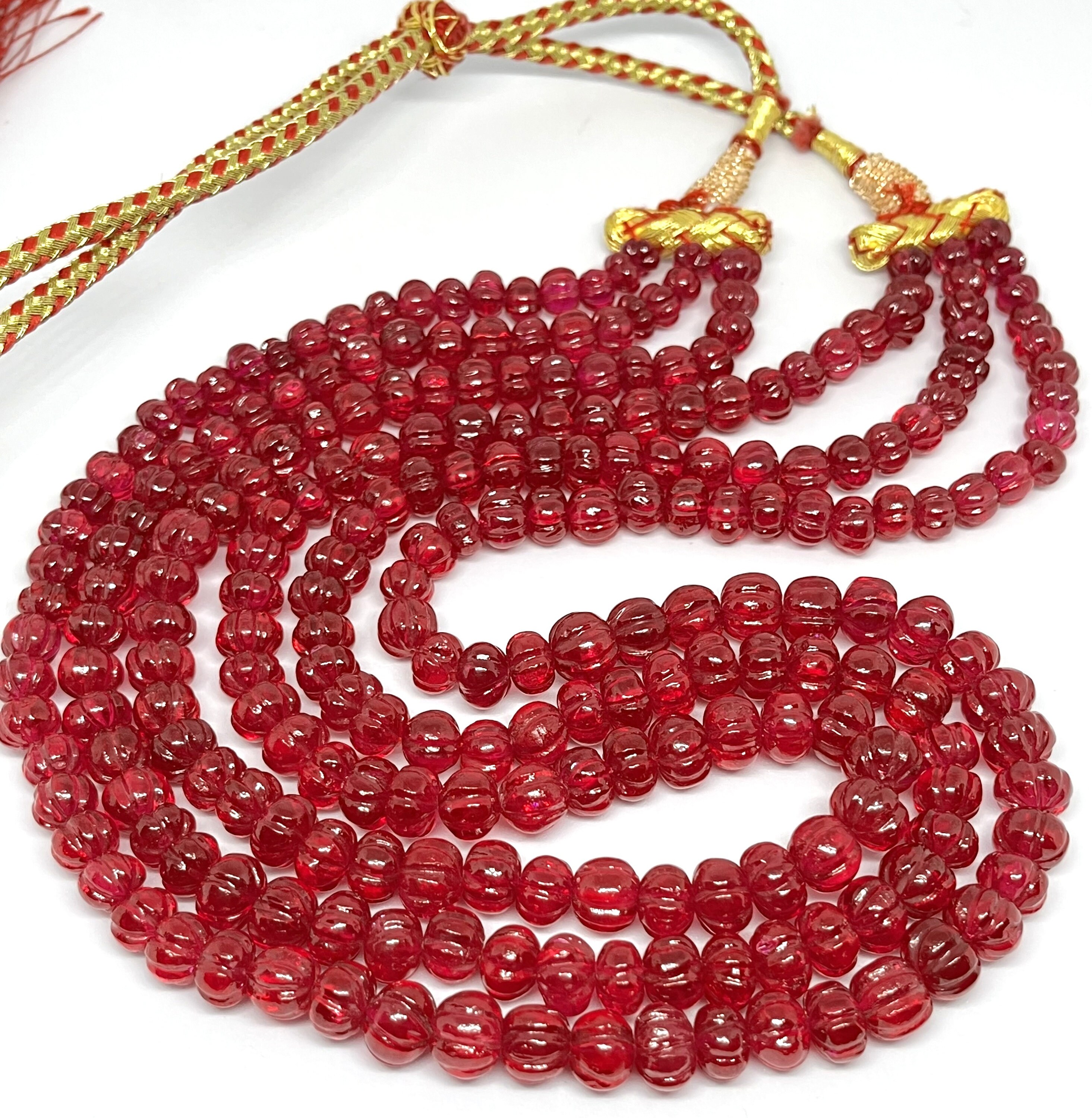 Rare Ruby Corundum Melon Beads Ruby Hand Carved Beads Ruby Pumpkin ...