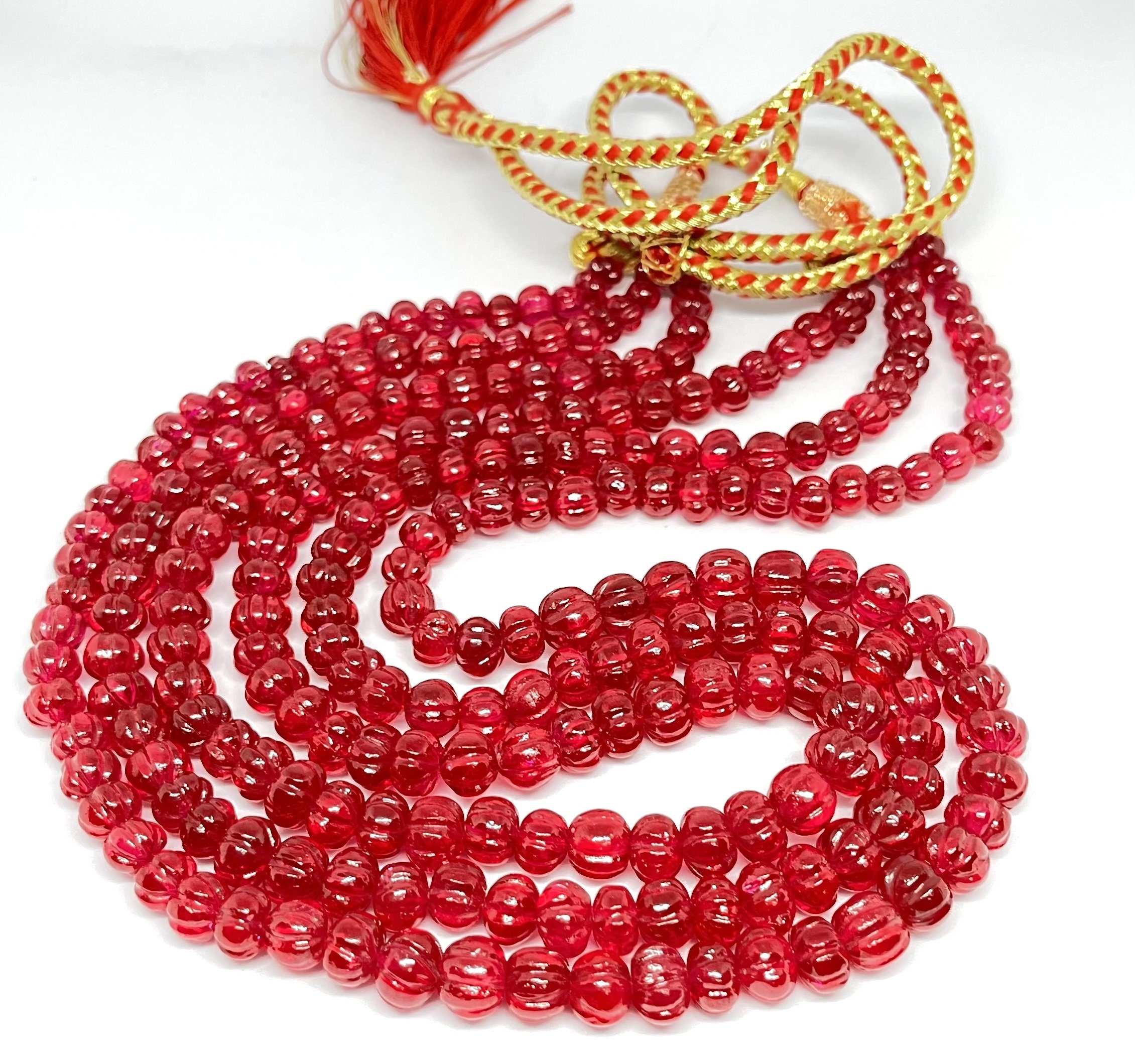 Rare Ruby Corundum Melon Beads Ruby Hand Carved Beads Ruby Pumpkin ...